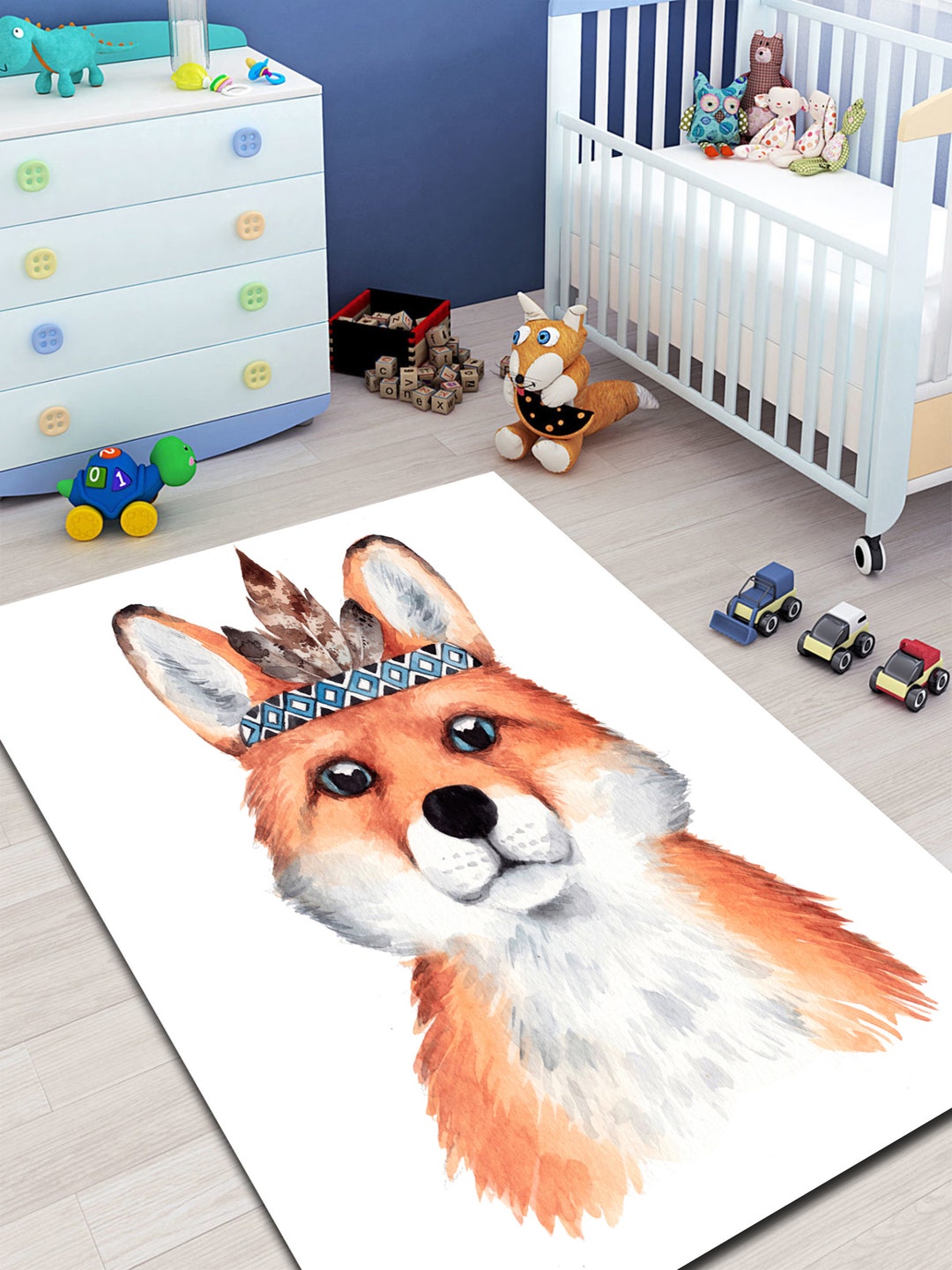 Fox in the Meadow, Soft Rug, Animal Pattern, White, Bathroom Rug ...