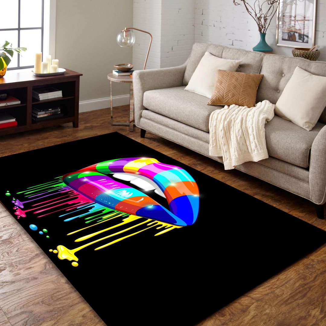 LGBT Lip Rug, LGBT Rainbow Lip Rug, Non-slip Floor Area Mat, LGBT Home ...