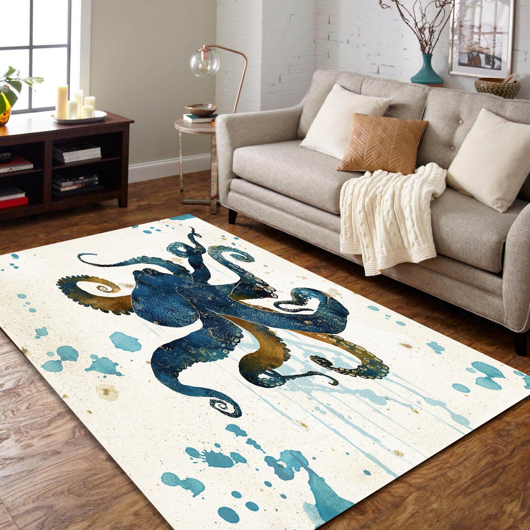 Octopus Rug, Classic Rug, Office Decor Rug, Colorful Rug, Anti-slip ...