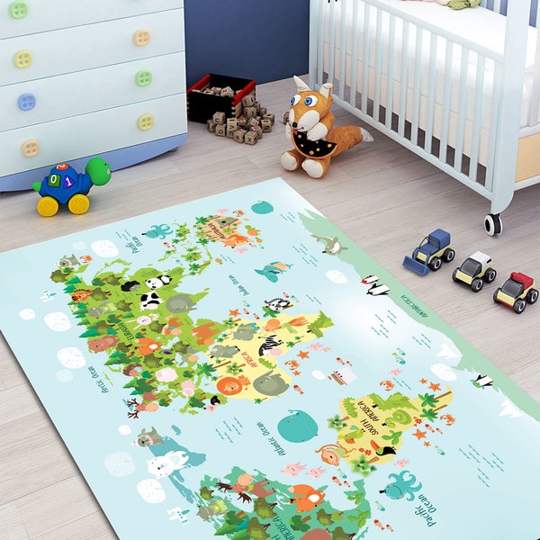 World Map Rug - Etsy