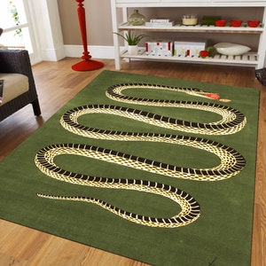 Snake Pattern Rug Rugs, Green Rug, Snake Rug, Animal Rugs, Home Decor ...