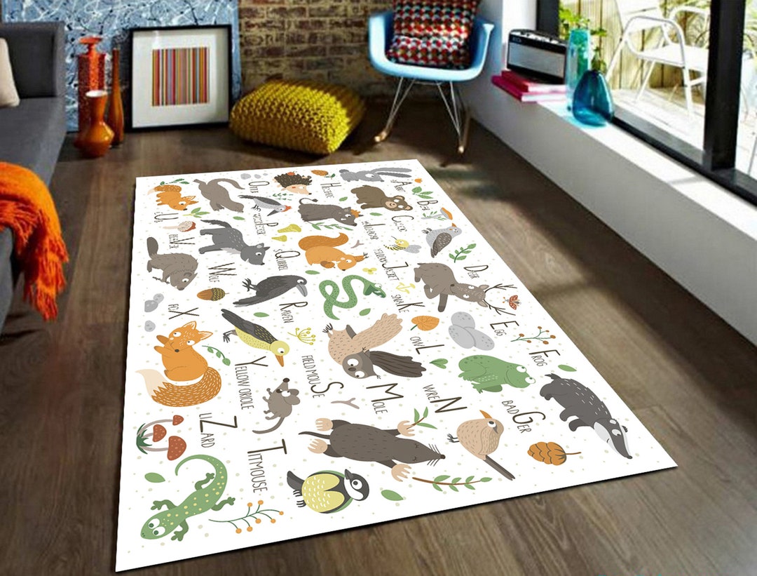 Jungle Animals Rugs, Playroom Rug, Children Rug, Education Gift, Salon ...