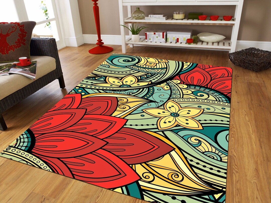 Flower Mandala Design Rug,mandala Pattern Rug,mandala Rug,mandala ...