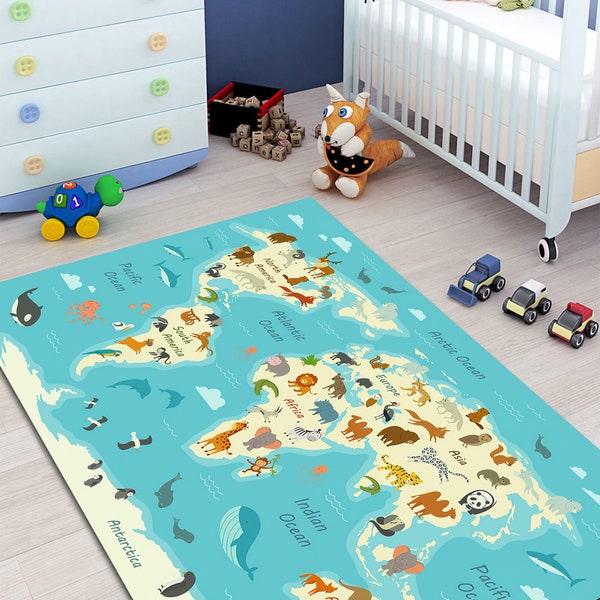 World Map Rug - Etsy