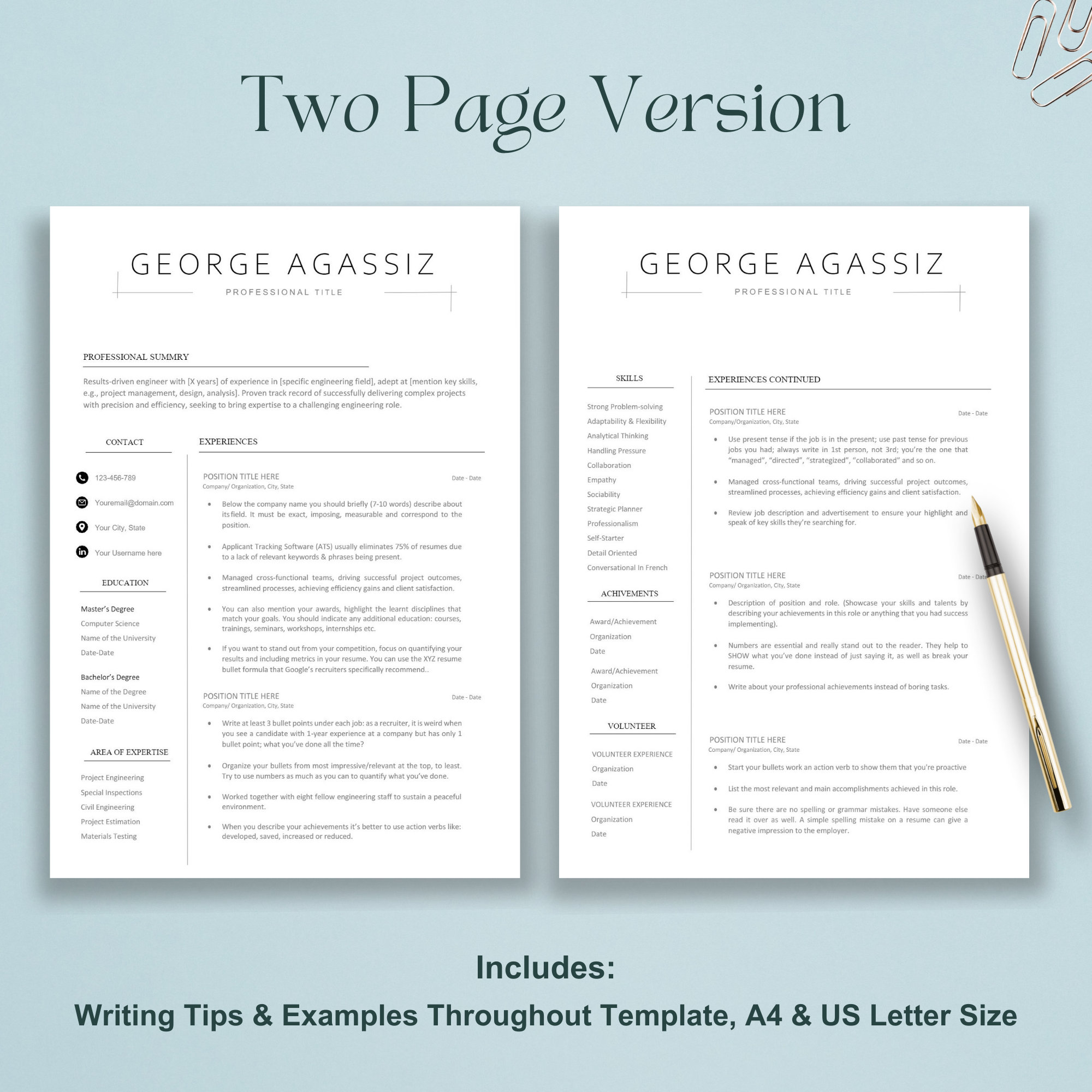 Engineer Resume Template Google Docs, Word & Pages, Professional Resume ...