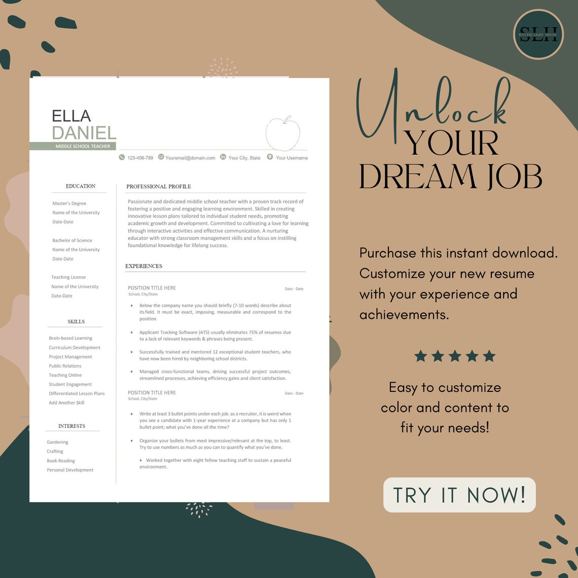 Best Teacher Resume Template Google Docs, Word & Pages, Education ...