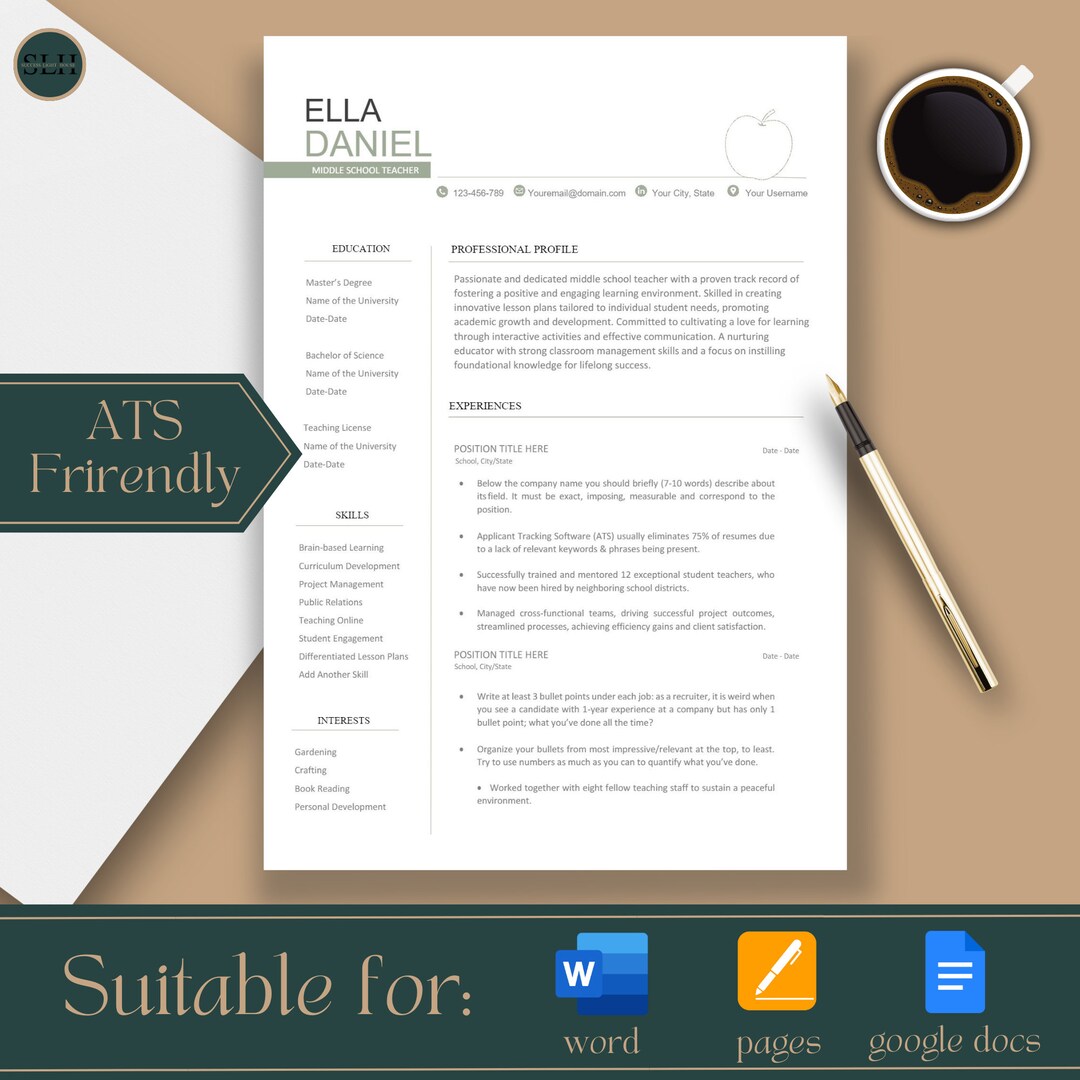 Best Teacher Resume Template Google Docs, Word & Pages, Education ...