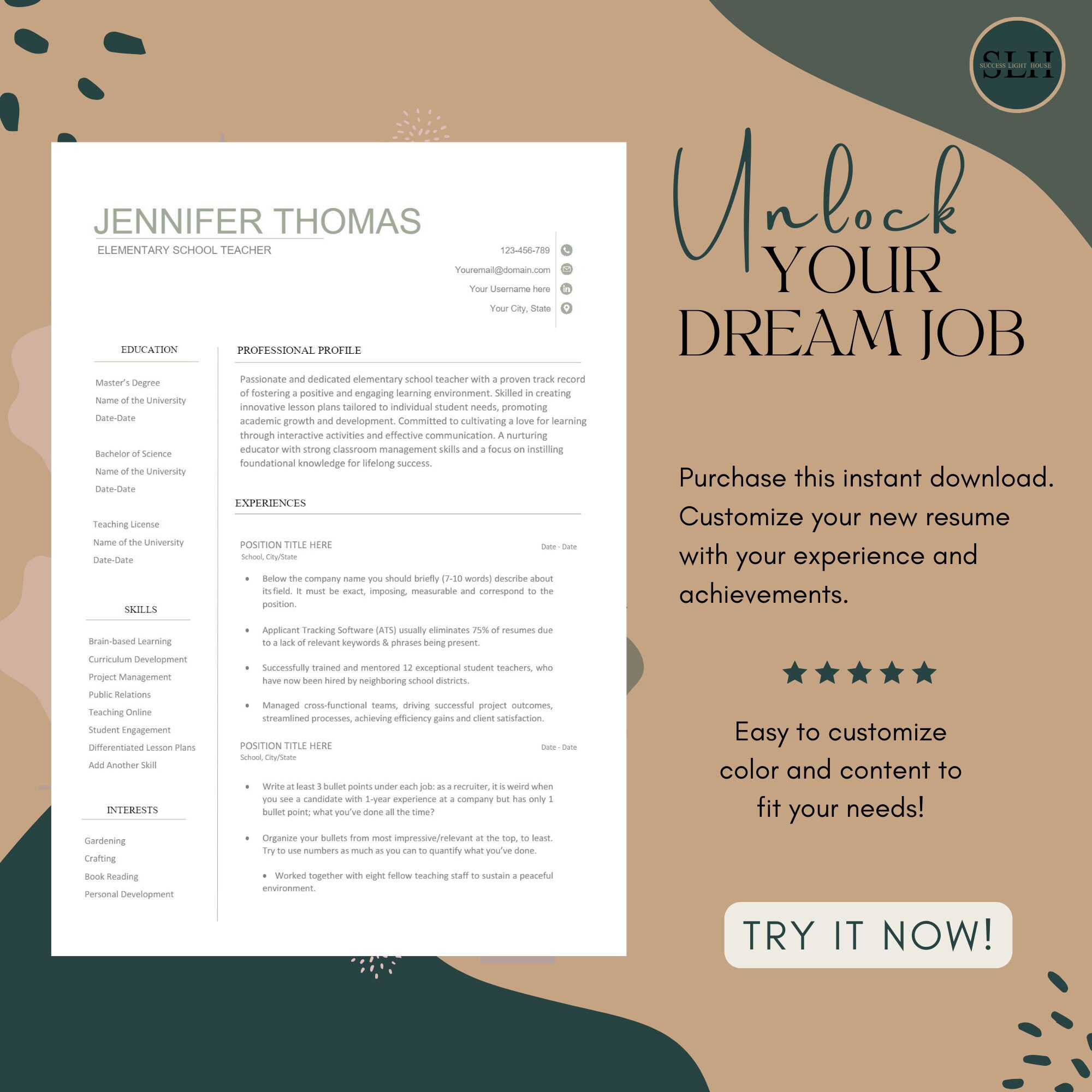 Teacher Resume Template Google Docs, Word & Pages, Teaching Resume ...