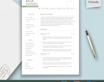 ATS Friendly Teacher Resume Template Word, Pages, Google Docs ...