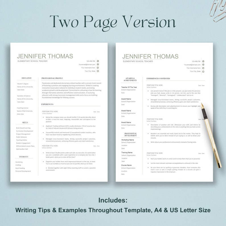 Teacher Resume Template Google Docs, Word & Pages, Teaching Resume ...