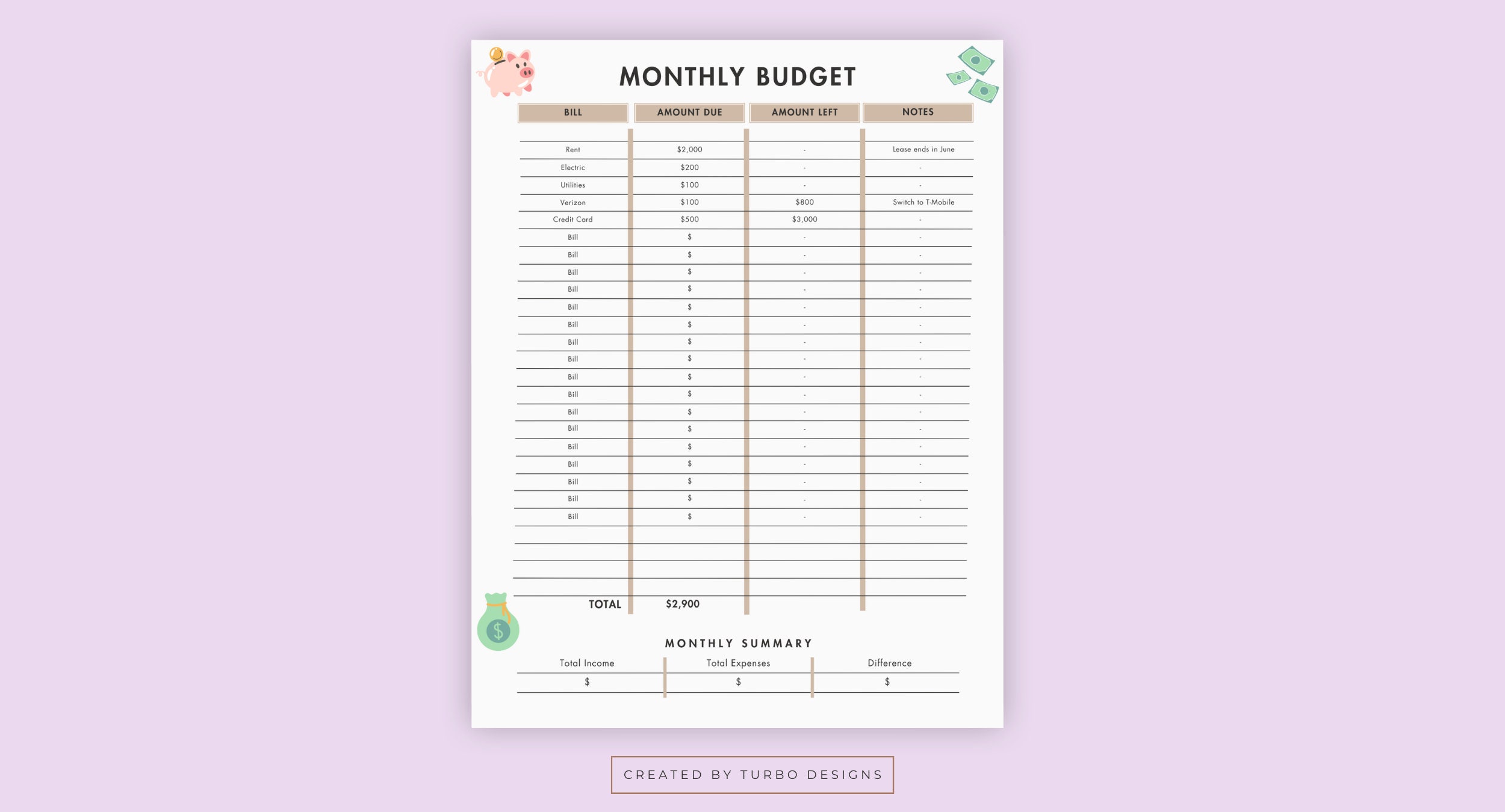 Printable Monthly Budget Planner, Budgeting Planner, Finance Diary ...