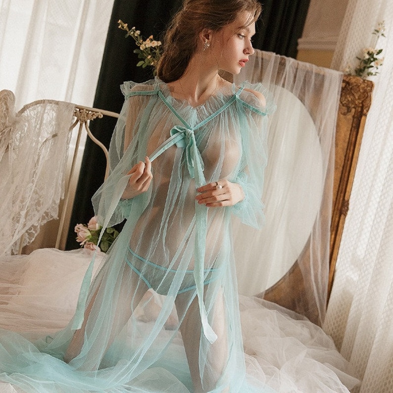 See Through Nightgown Lace Long Night Dress Lingerie See - Etsy Norway