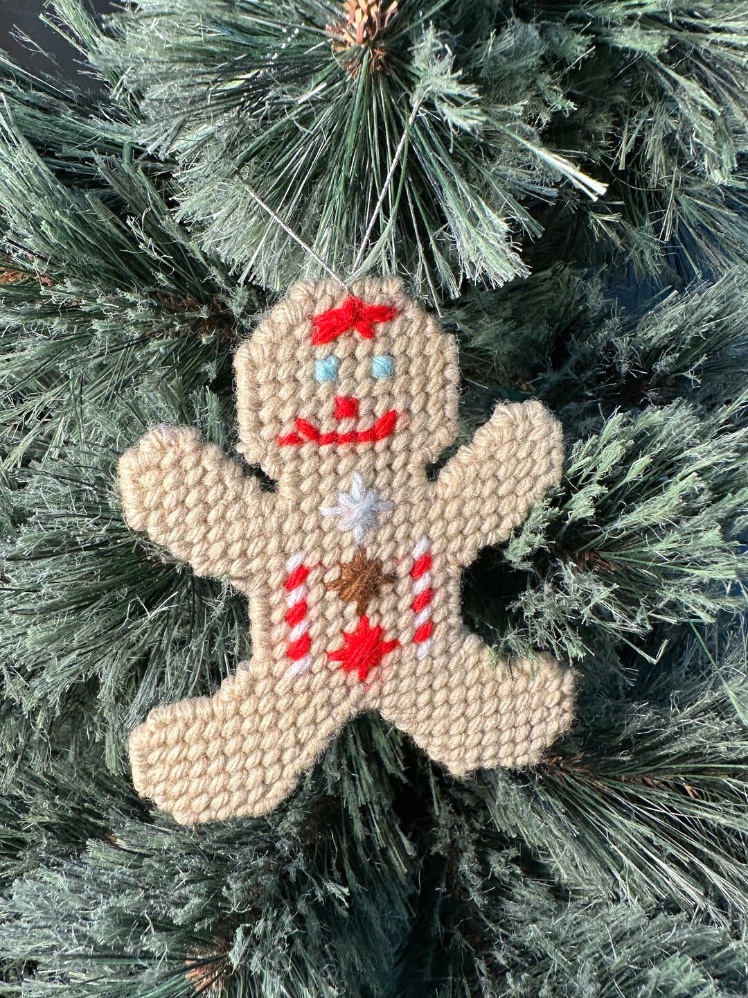 Vintage Plastic Canvas Gingerbread Man Ornament - Etsy
