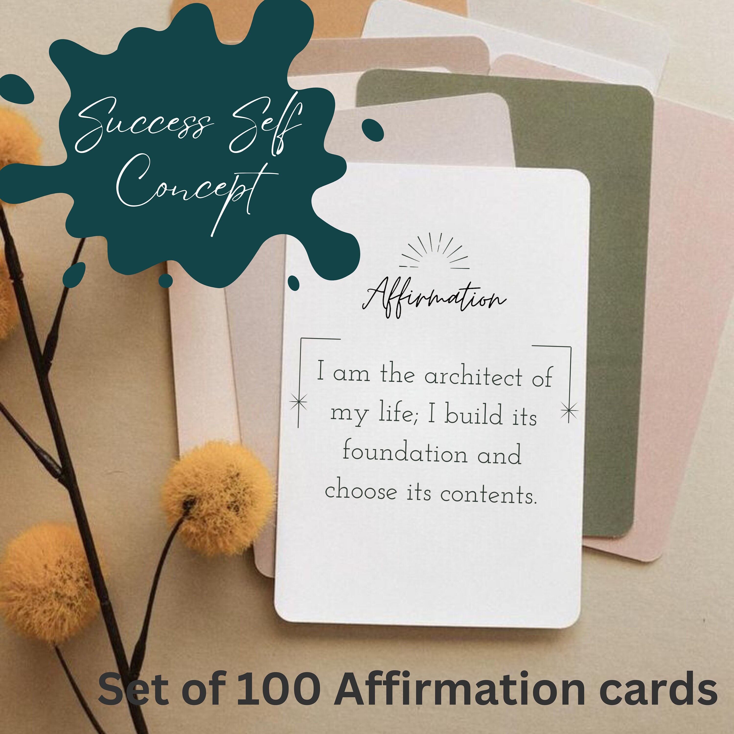 Success Self Concept Affirmation Cards, Manifest Success, Abundance ...