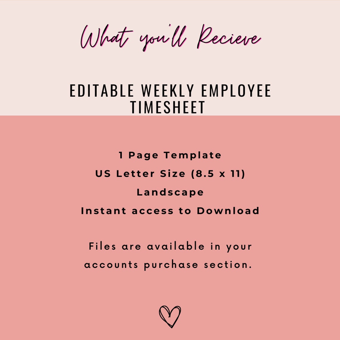 Digital Weekly Timesheet Template, Printable Timesheet Template ...