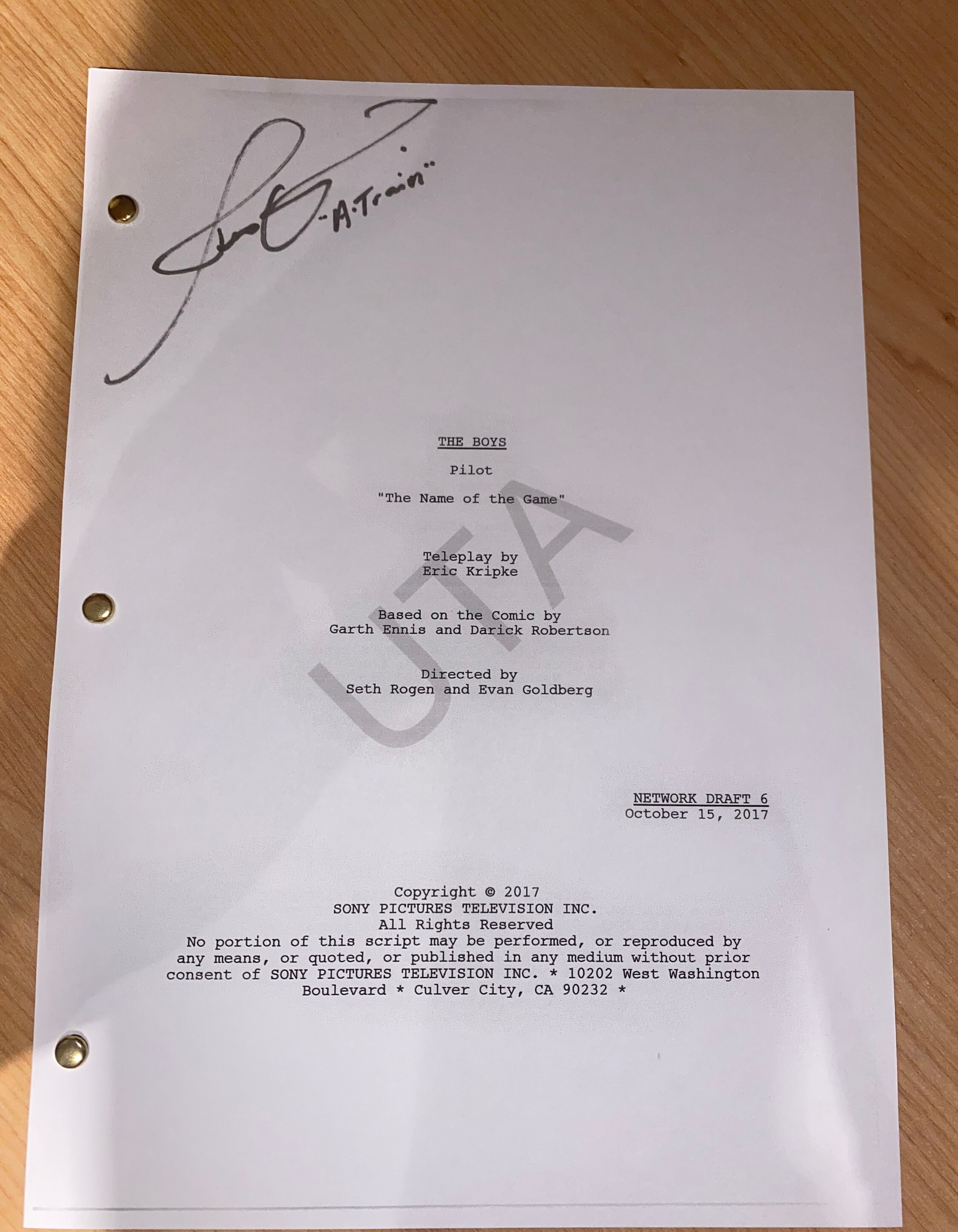 Jessie T-usher a-train Signed Script - Etsy