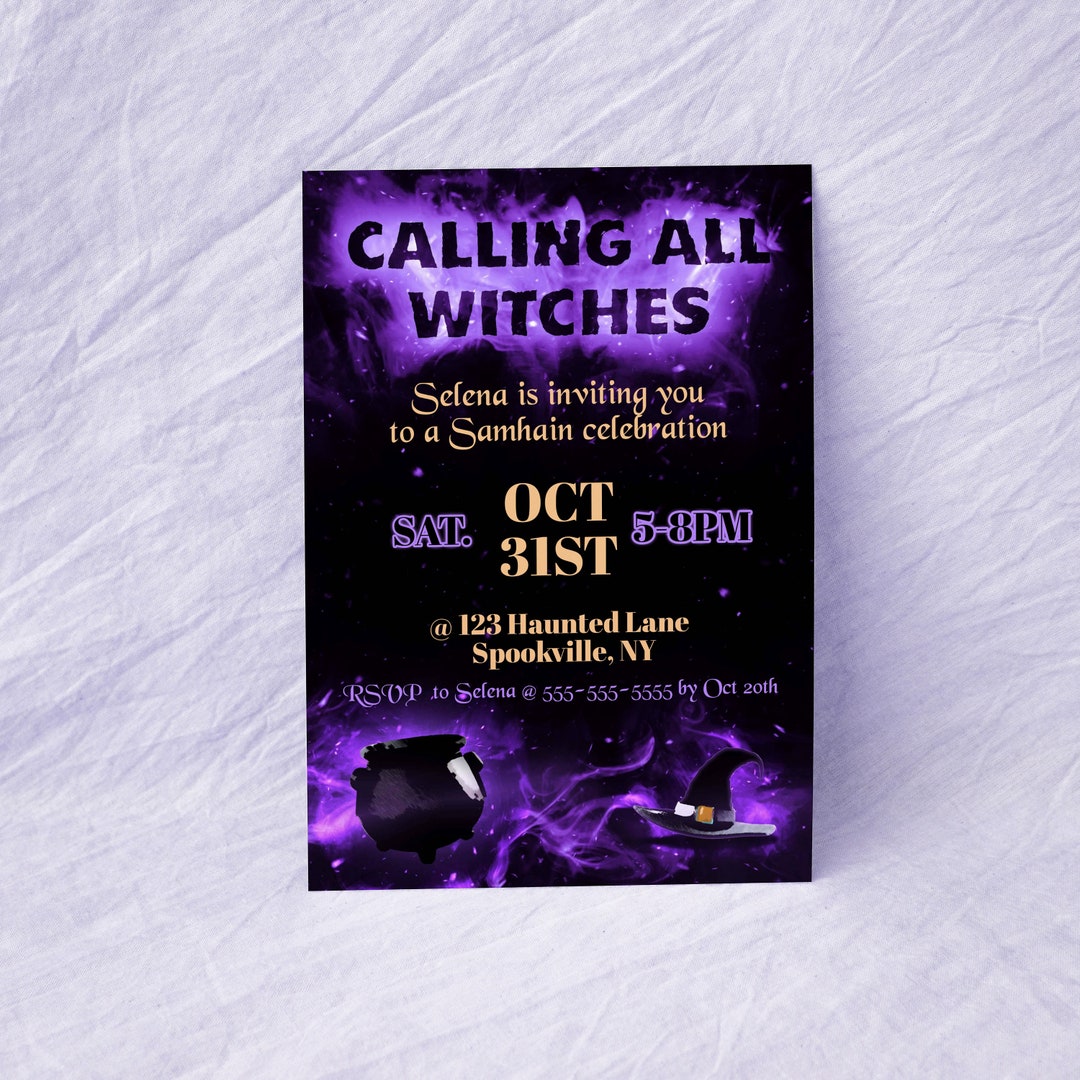 Halloween Witchy Invitation Digital Download, Samhain - Etsy