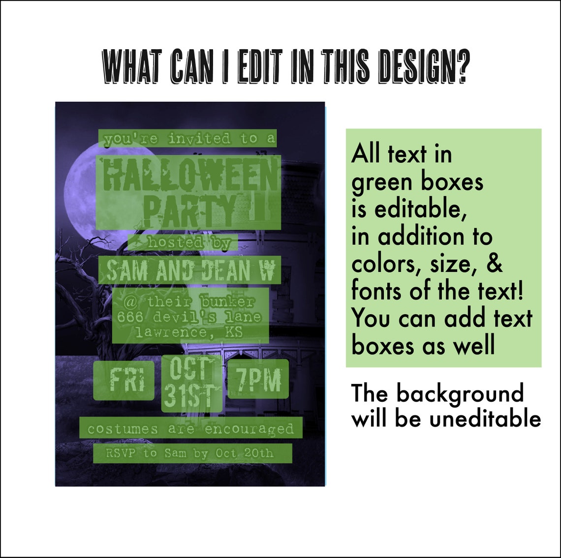 Spooky Haunted House Halloween Party Editable in Corjl - Etsy
