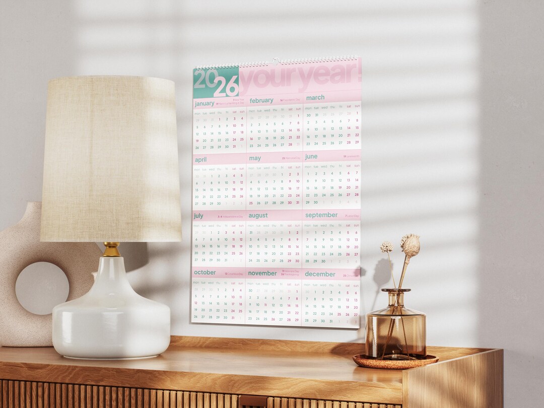Digital Download 2026 Calendar Pink Clean Girly Minimalist Planner ...