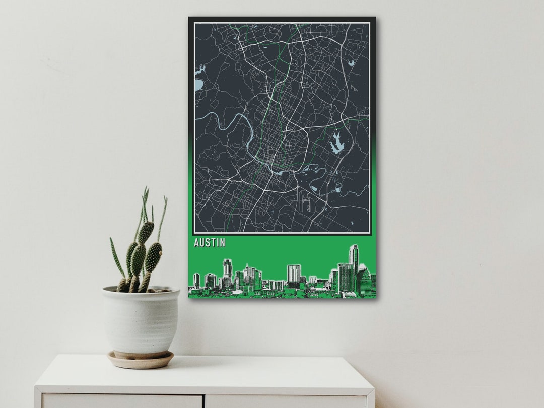 Austin Map Poster Print, Austin FC Art, Austin Skyline, Austin Wall Art ...