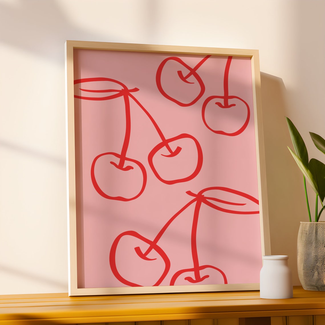 Pink Cherry Croquette Art Print: Trendy Teen Room Decor (digital ...
