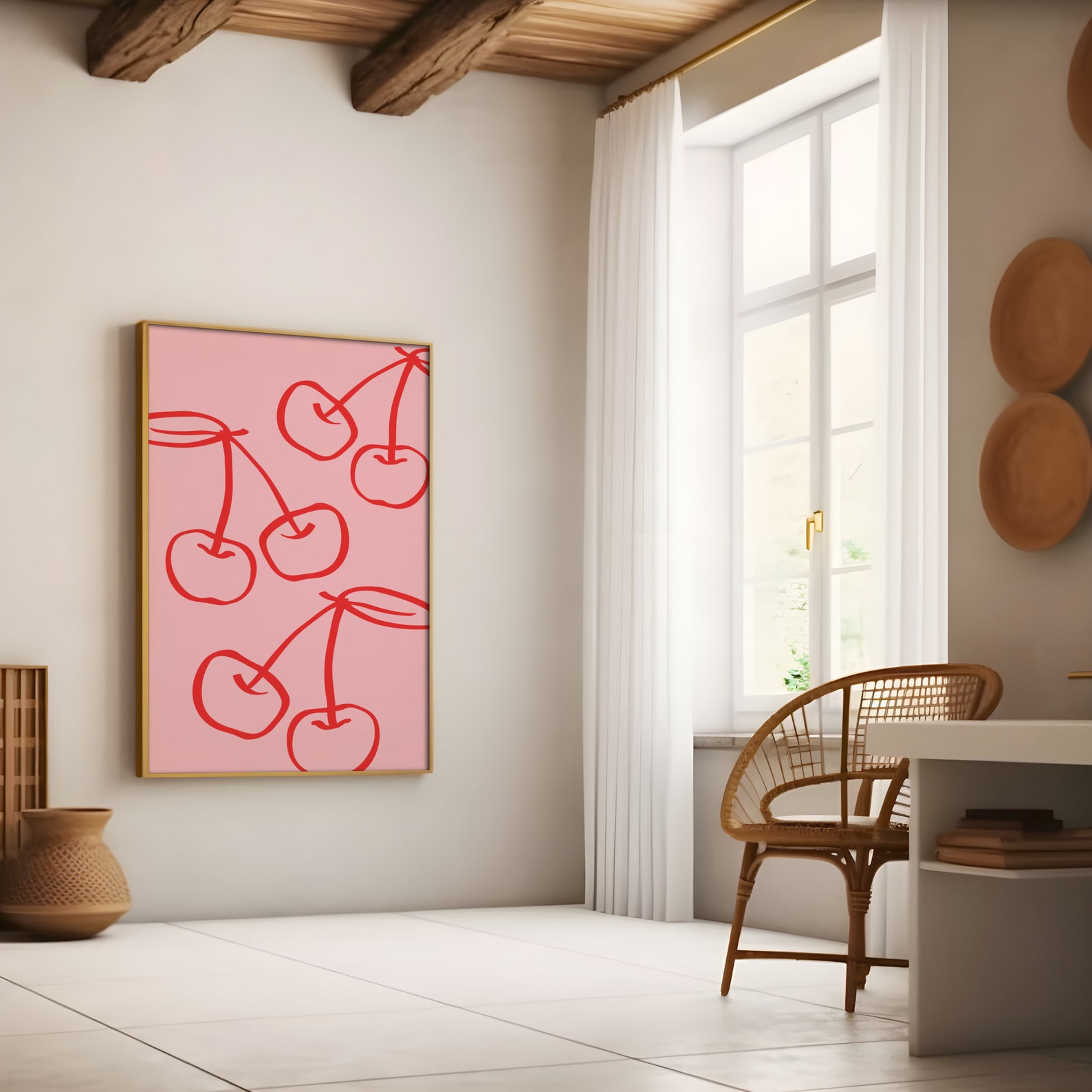 Pink Cherry Croquette Art Print: Trendy Teen Room Decor (digital ...