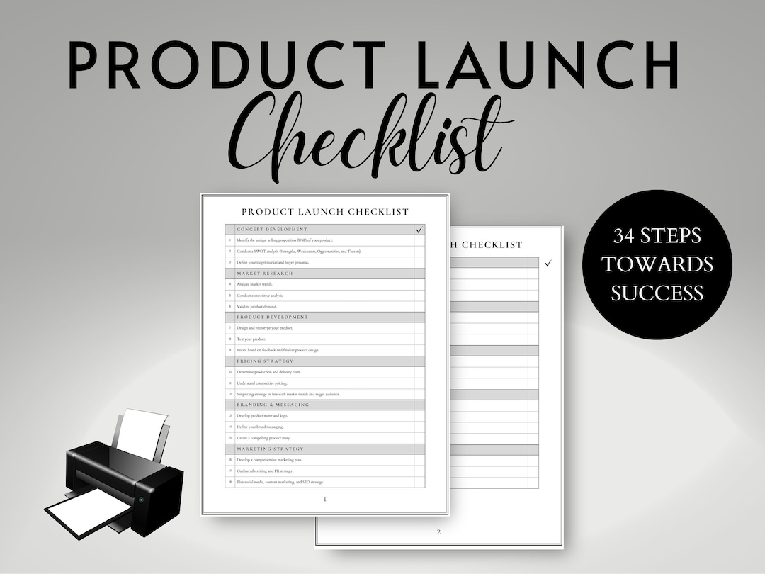 Printable Product Launch Checklist, To-do List for Small Business, Step ...