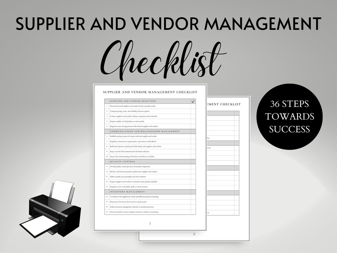 Printable Supplier and Vendor Management Checklist for Small Businesses ...