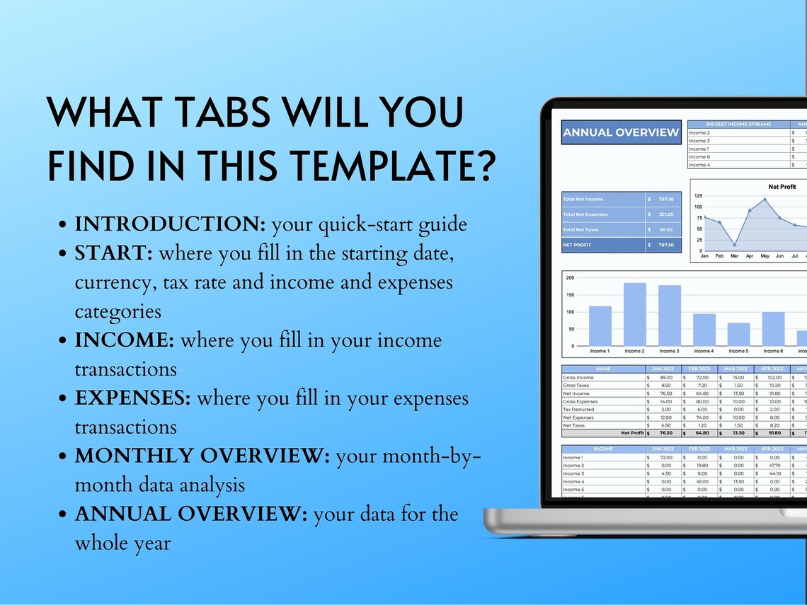 Blue Small Business Bookkeeping Tracker, Income and Expenses Google ...