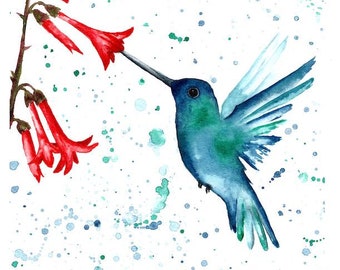 Line Drawing for Hummingbird in Nest Watercolor - Etsy