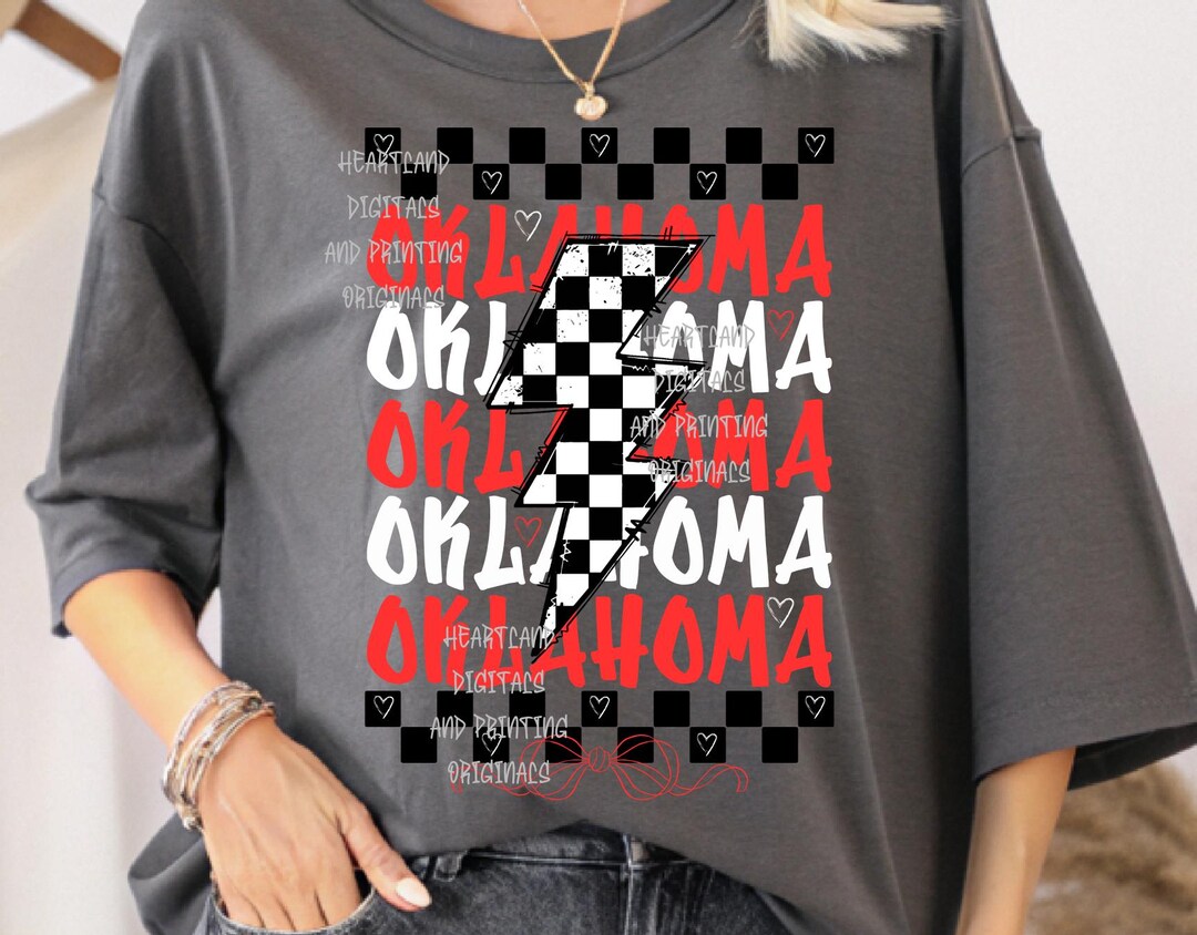 Oklahoma Stack OU Sooners Inspired Football PNG Only RED White Check - Etsy
