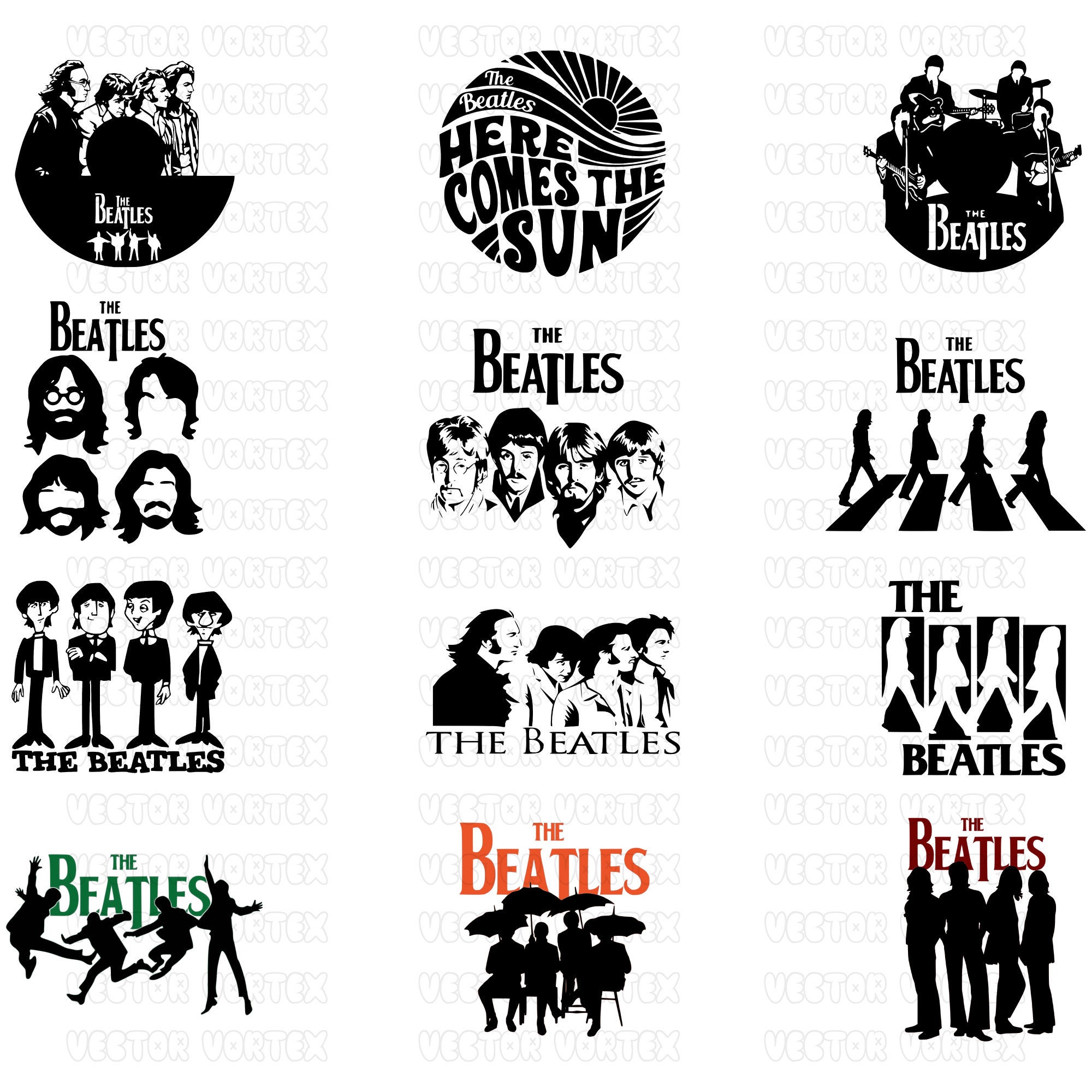 The Beatles SVG Bundle Svg Png Dxf Eps Pdf Cut File for - Etsy