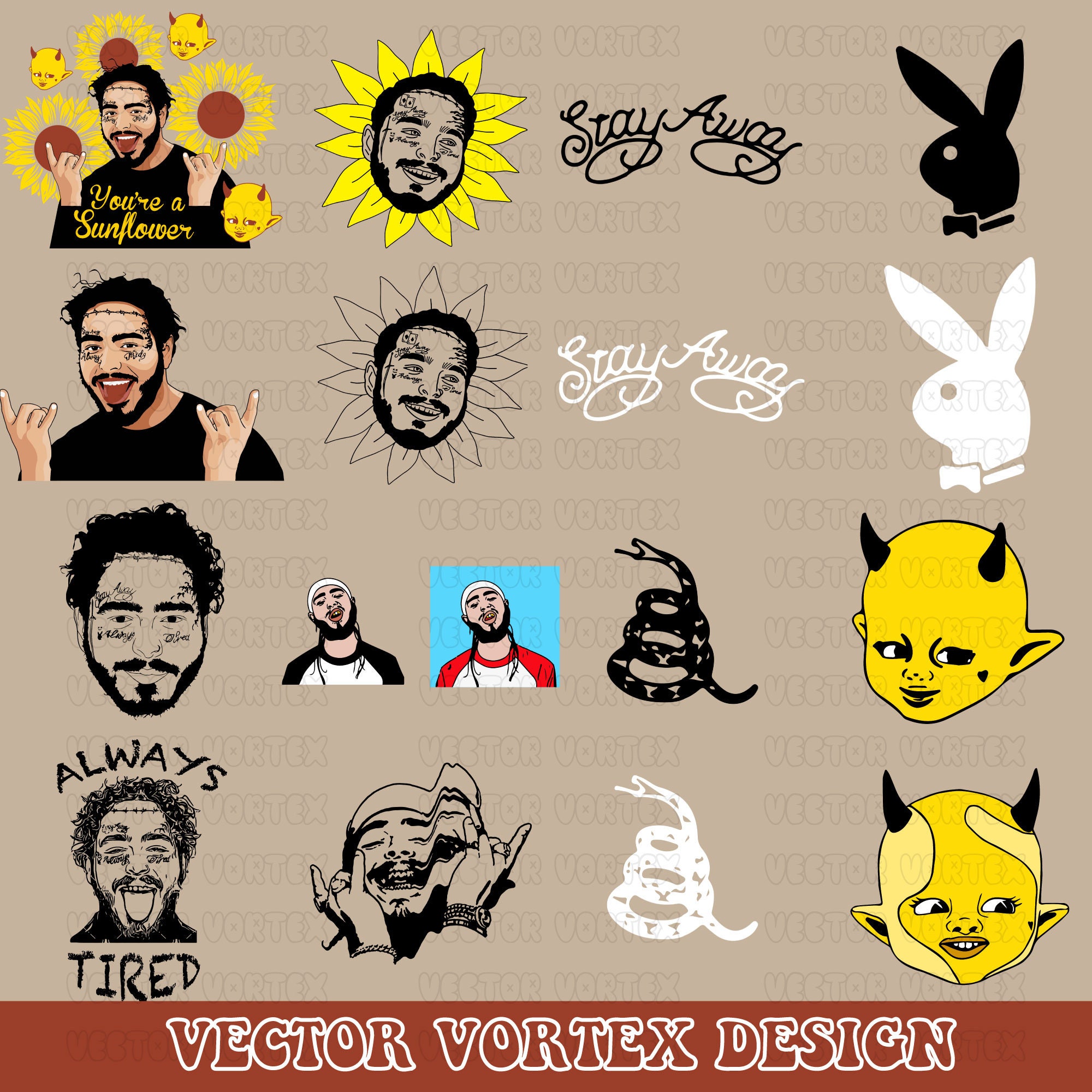 Post Malone Vector Pack Post Malone Svg Post Malone Etsy