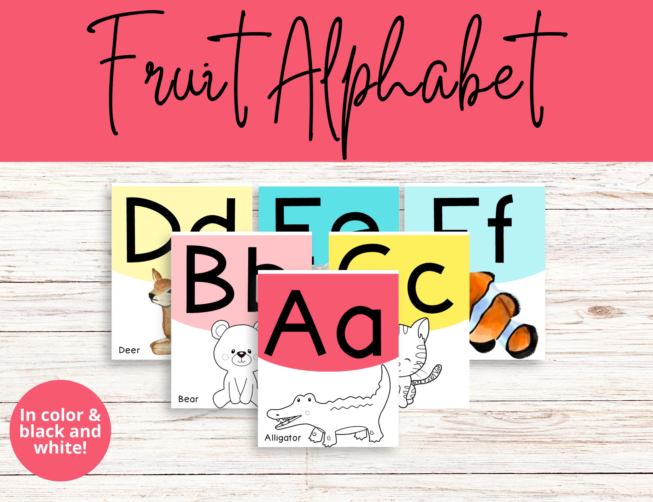 Bright Fruits Alphabet Posters Digital Download Bright Fruits Classroom ...