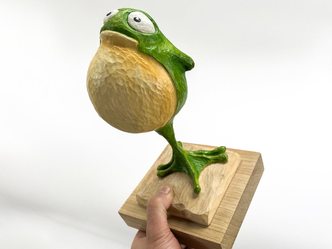 Wood Carving frog Hand Carved and Painted Wood Carving - Etsy