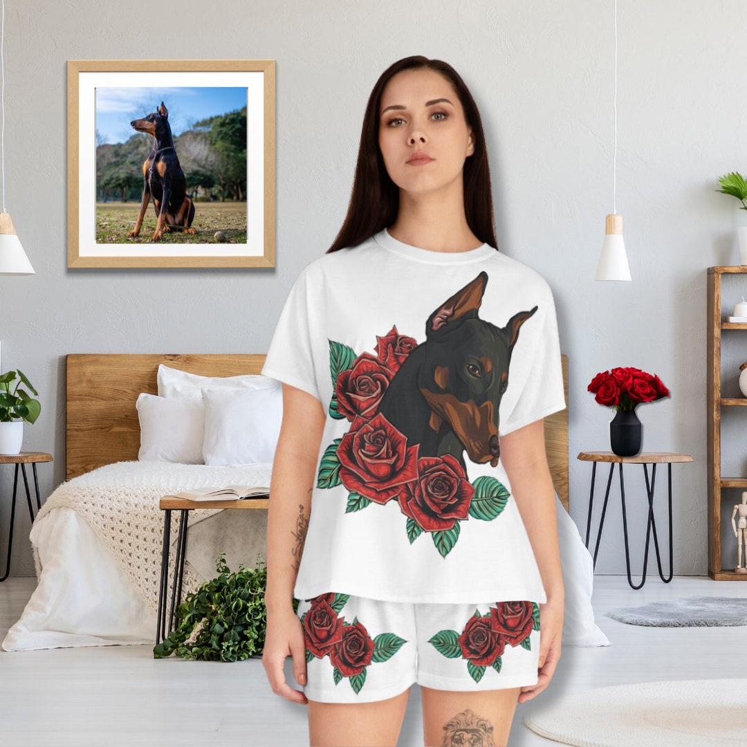 Doberman Pinscher Women's Shorty Pajama Set - Tattoo Rose Inspired ...