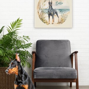 Doberman Standing on the Beach Custom Canvas Gallery Wrap - Personalize ...