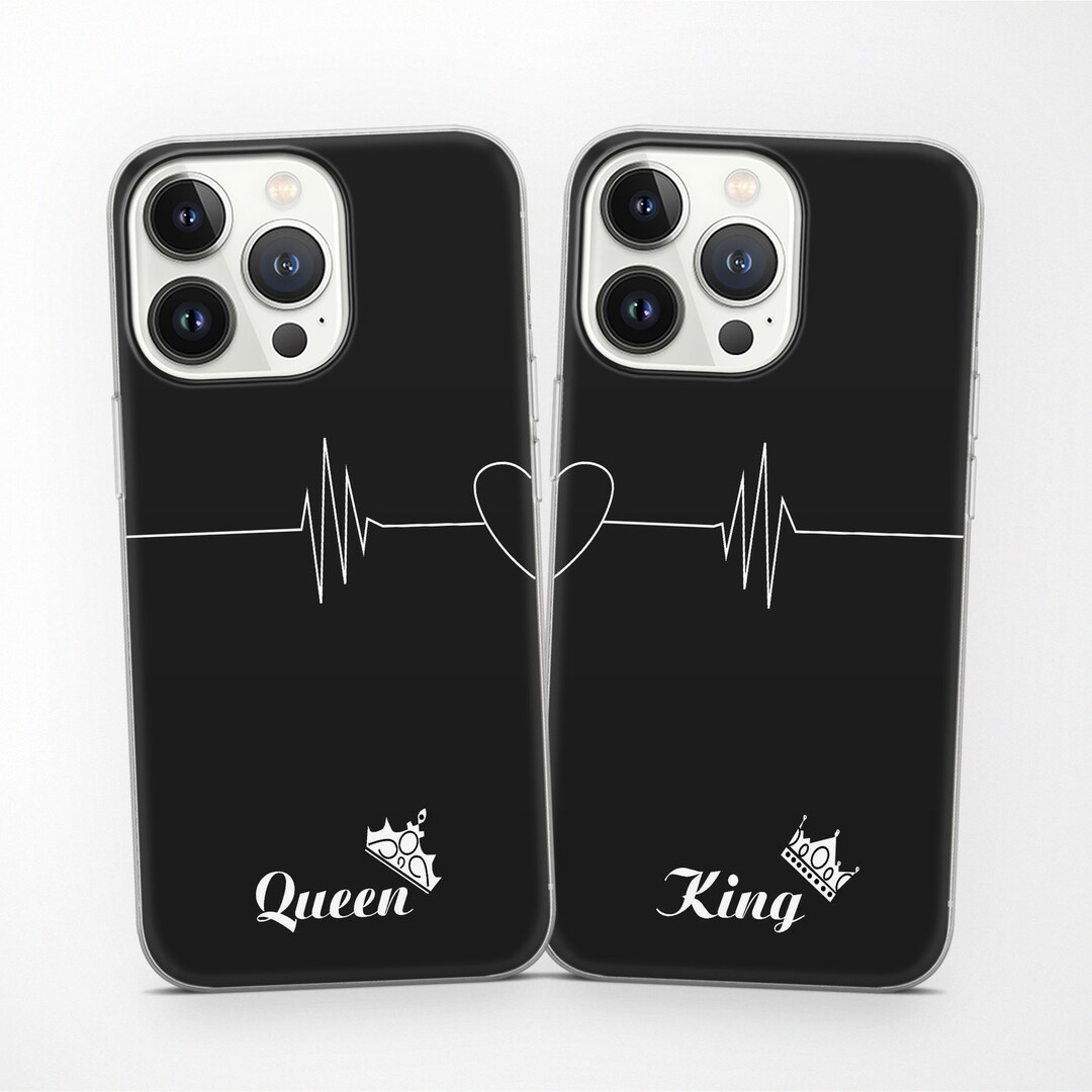 Clear Cute Heart Couple King Queen Phone Cases Covers Fit - Etsy