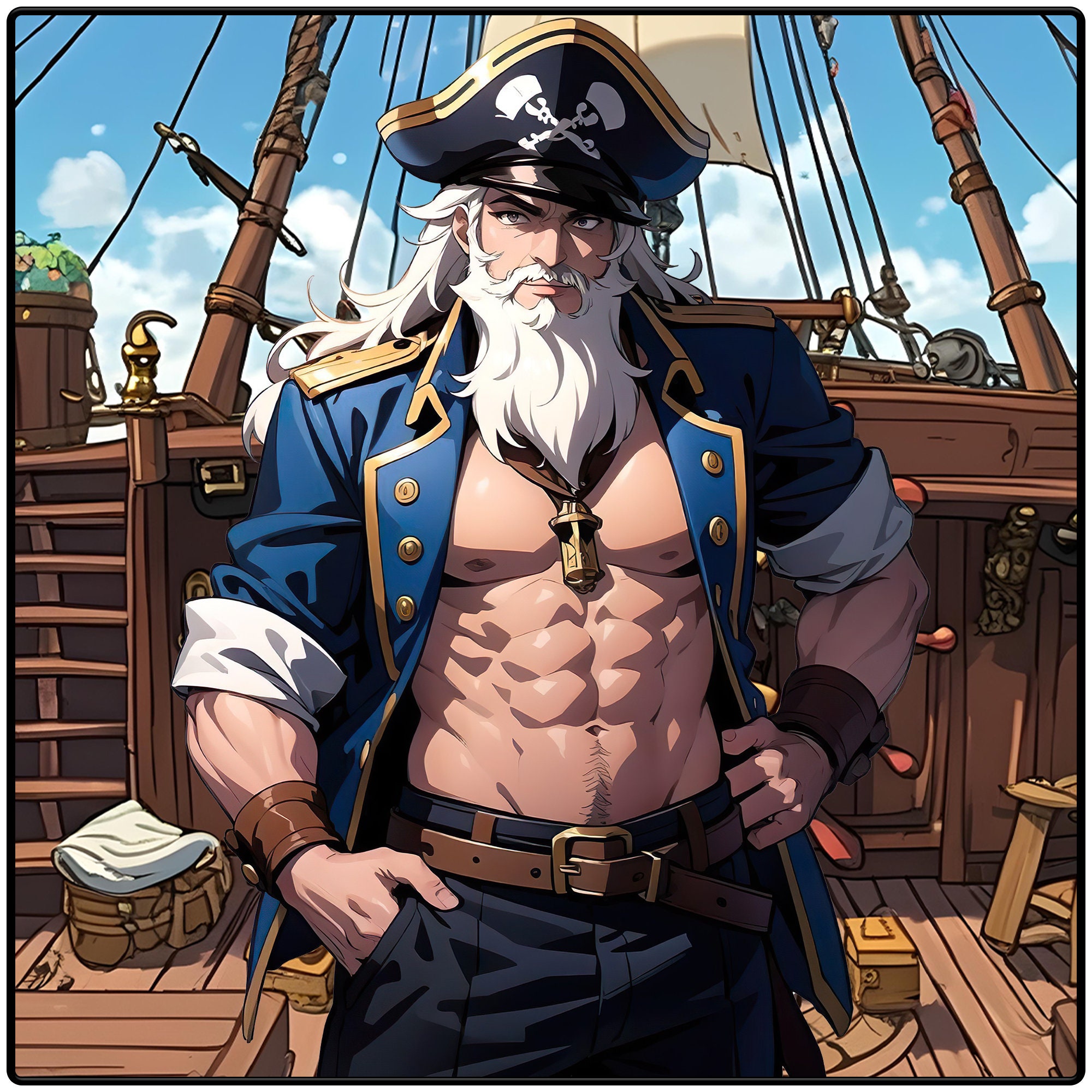 Captain Blue Pngtuber | 4 Expression Male Pngtuber | PNG Tuber for ...