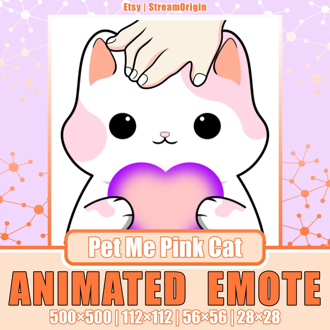 Pet Me Pink Cat Emote | Head Pat Cat Emote , Pink Cat Emote, Animated ...