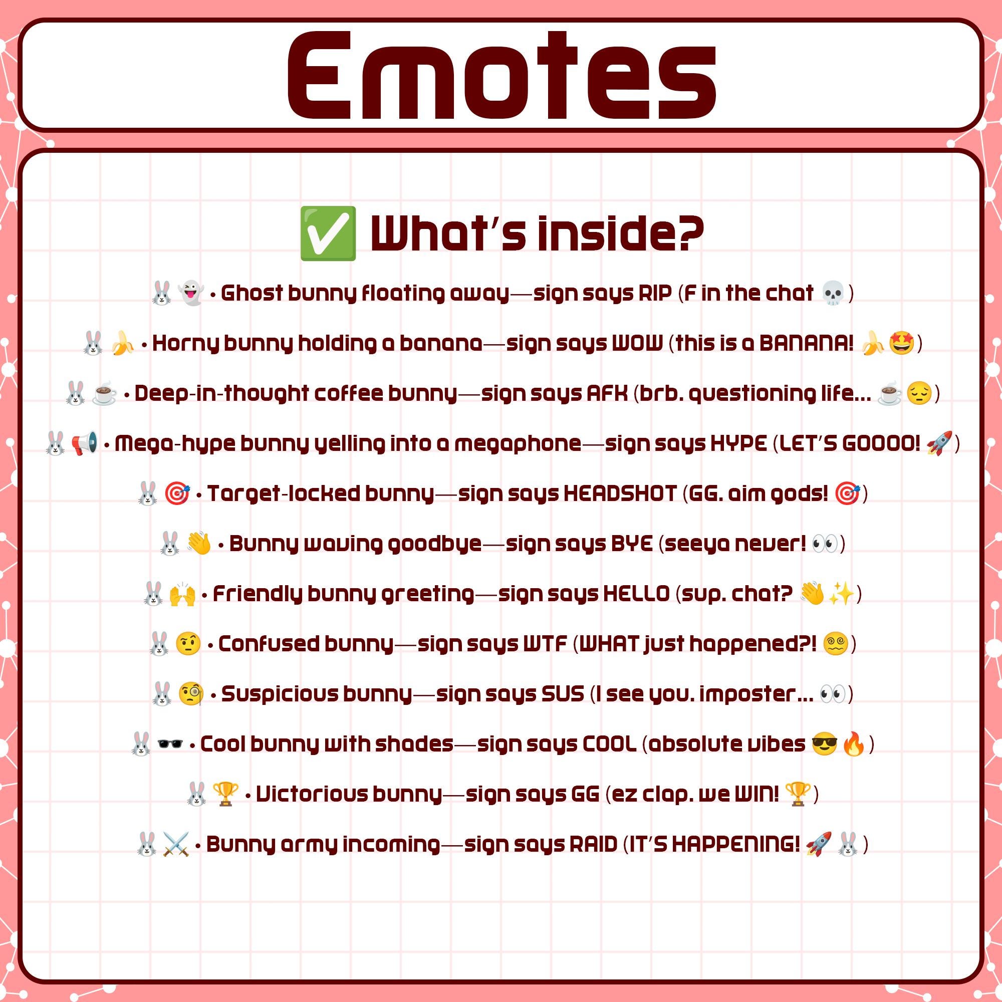 Bunny Emote Pack 4 | 12 Bunny Emotes | Sign Bunny Emotes for Twitch ...