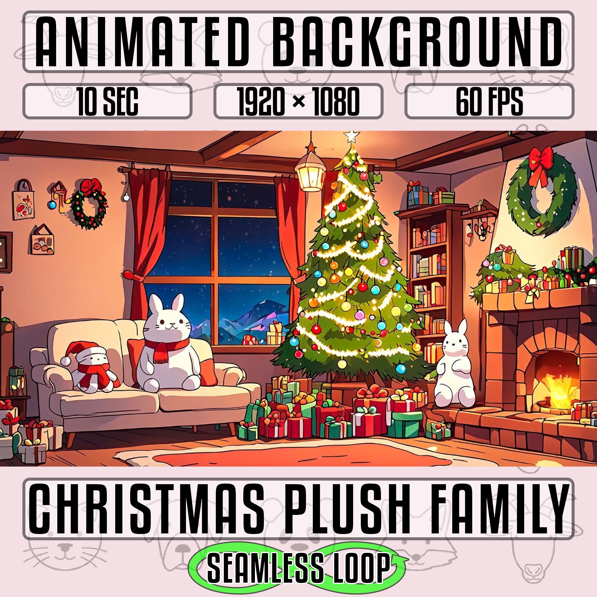 Christmas Plush Family Background | Animated Background | BG-003 | 1920 ...