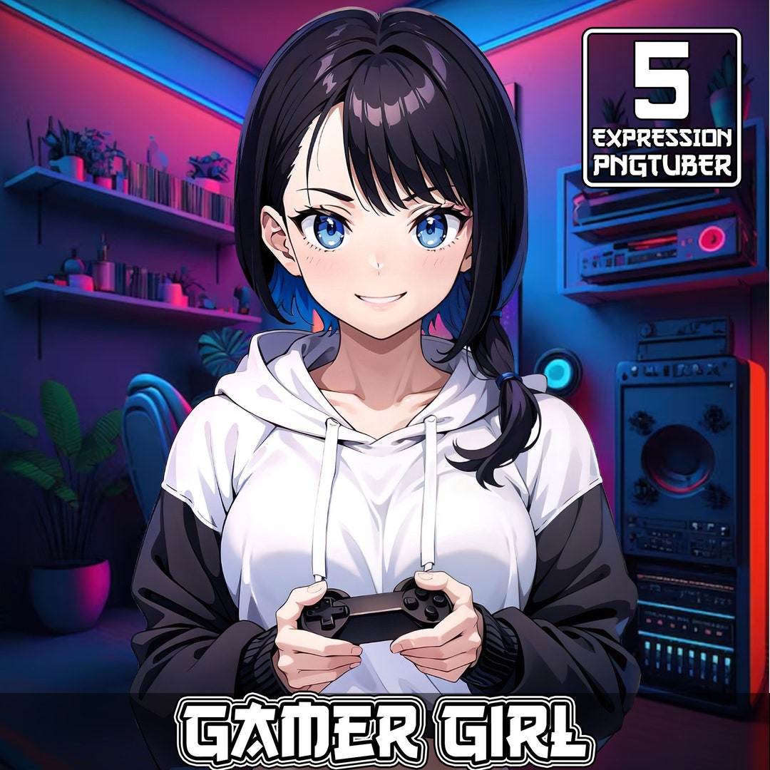 Gamer Girl Pngtuber | 5 Expression | Pngtuber Girl, Stream Avatar ...