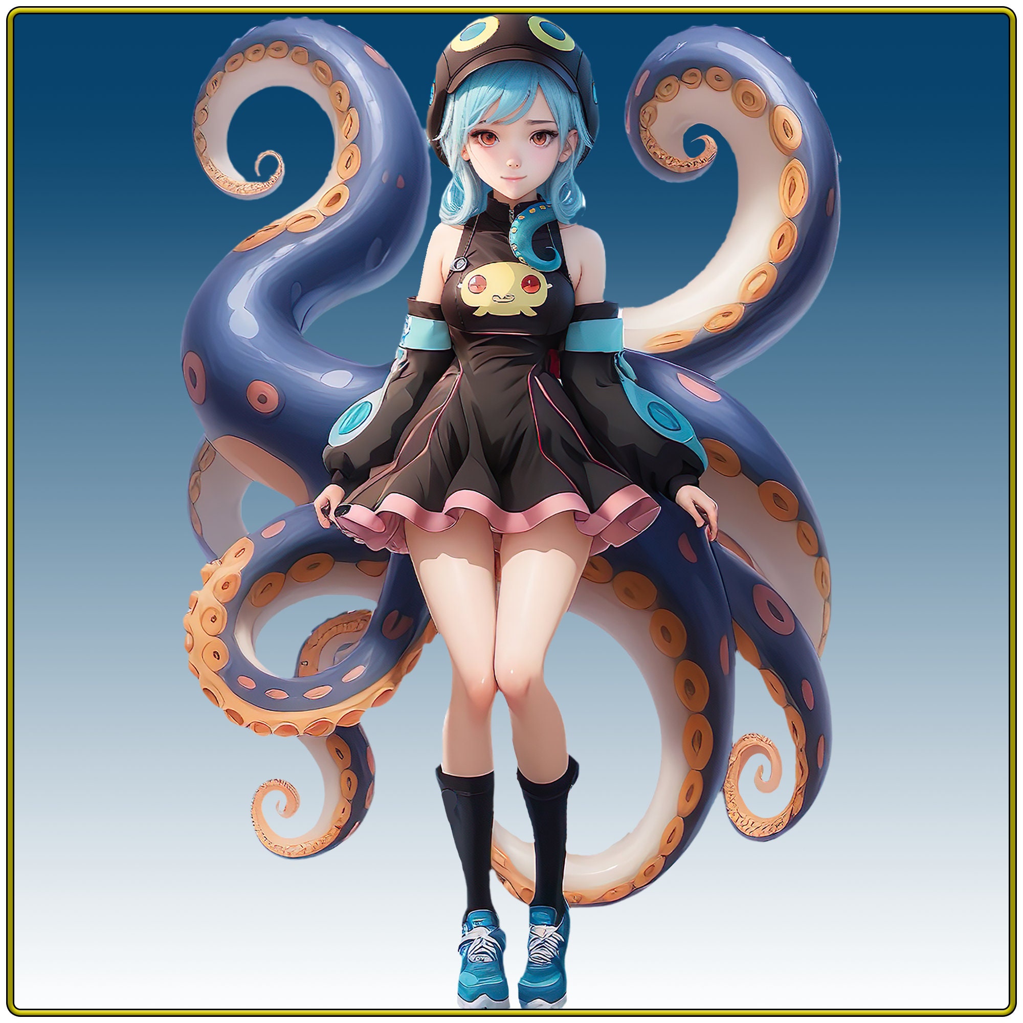 Octopus Girl Pngtuber | 3 Facial Expressions Female Pngtuber | 2D ...