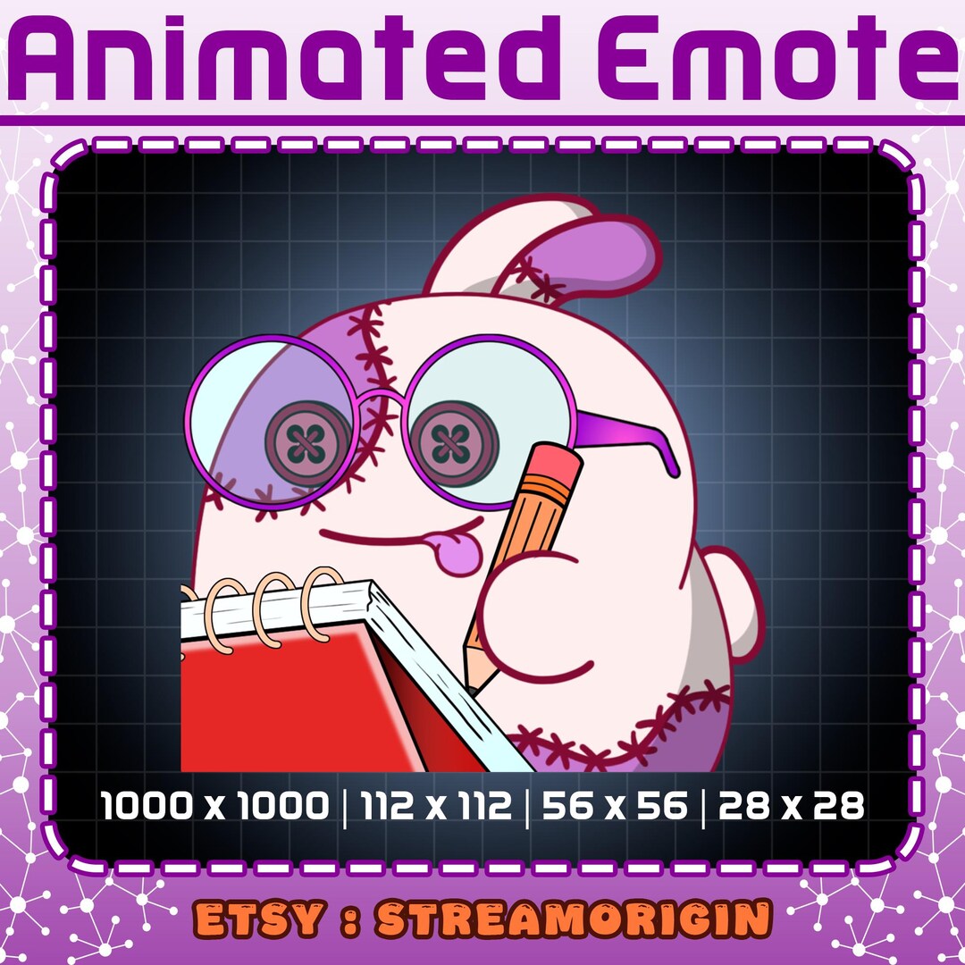 Bunny Note It! Animated Emote , Stitched Plush Rabbit Taking Note ...