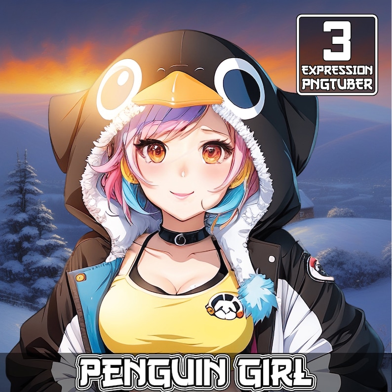 Penguin Girl Pngtuber | 3 Expression | Pngtuber Girl, Stream Avatar ...
