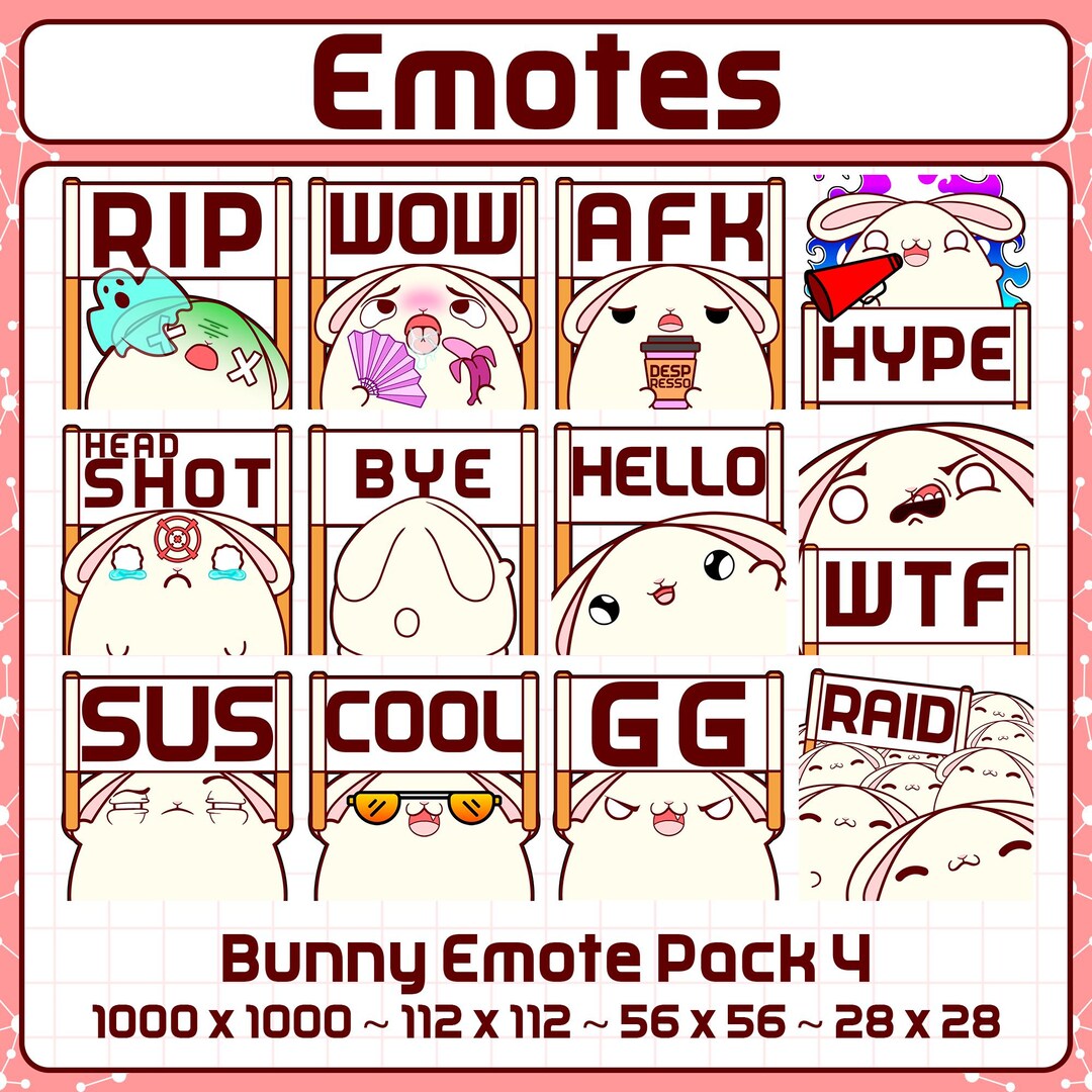Bunny Emote Pack 4 | 12 Bunny Emotes | Sign Bunny Emotes for Twitch ...