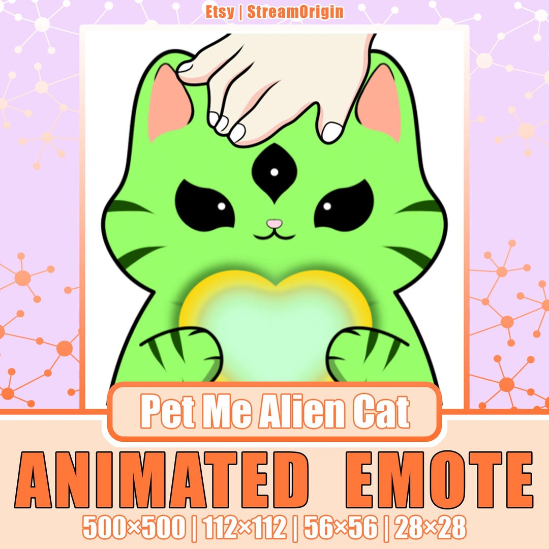 Pet Me Alien Cat Emote | Head Pat Cat Emote , Alien Cat Emote, Animated ...