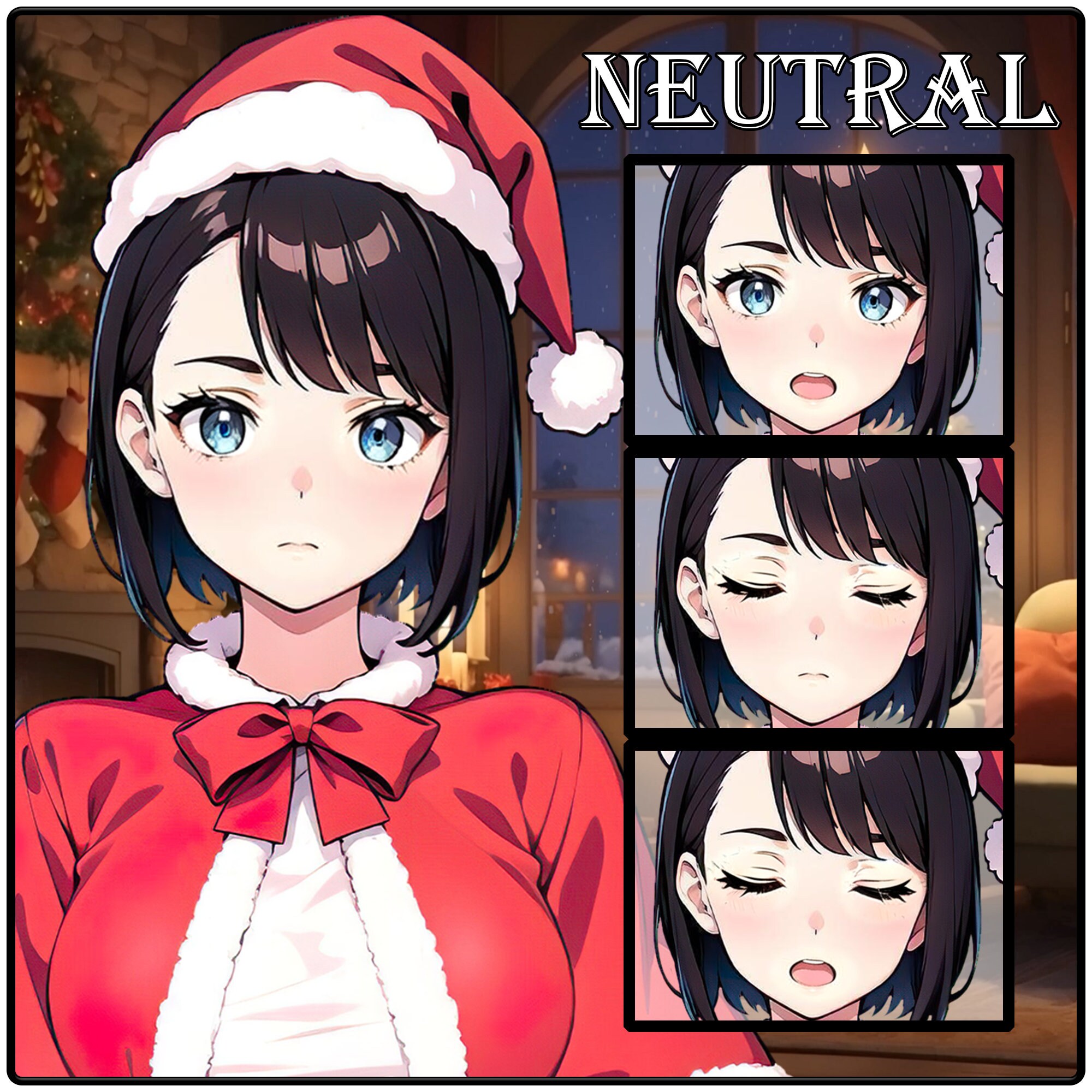 X-mas Girl Pngtuber 5 Expression Female Pngtuber PT-003 Pngtuber for ...