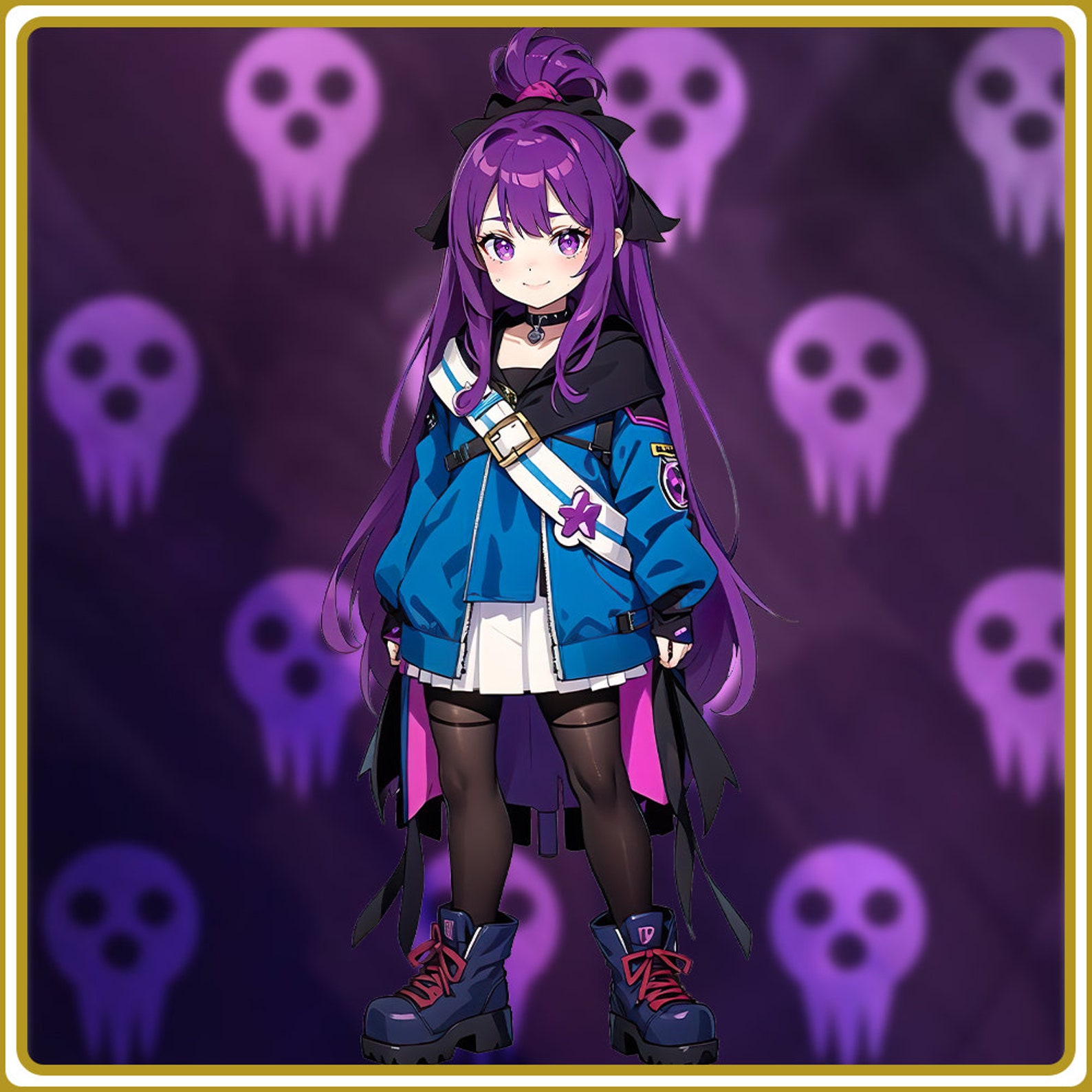 Purple Chibi Pngtuber , 4 Expressions , Chibi Pngtuber , Chibi Goth ...